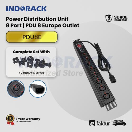 Promo Indorack PDU8E Stop Kontak 8 Lubang PDU 8 Outlet Europe Colokan ...