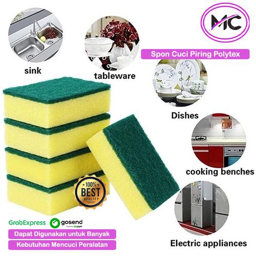 Jual Spons Cuci Piring Scotch Brite Polytex Spon 2 Sisi Busa Kuning ...