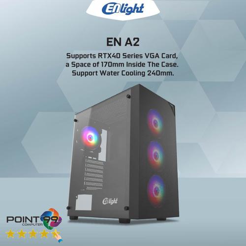 Jual ENLIGHT A2 ATX Case Mesh + Tempered Glass PC Casing - +3 FAN ...