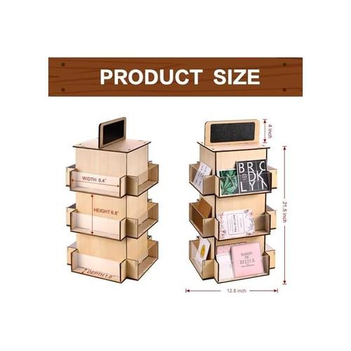 Jual Discount Rotating Sticker Stand 3 Tier Wooden Rotating Greeting ...