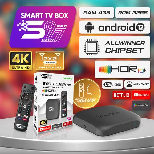 Promo Android box S97 flash pro 4/32gb 4k ultra hd remote voice android ...