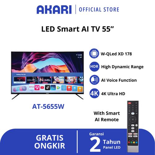 Promo AKARI Smart AI TV 55 inch UHD 4K Voice Comment AT-5655W ( LED TV ...