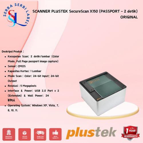 Jual SCANNER PLUSTEK SecureScan X150 (PASSPORT - 2 detik) - PLUSTEK ...