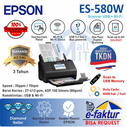 Promo Scanner Epson ES-580W ES580W ES 580W ES 580 W A3 WiFI Garansi ...