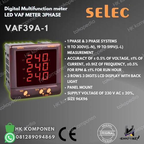 Jual Digital VAF meter selec VAF39A-1 3phase V A Hz meter digital ...