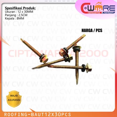 Jual Baut Roofing Baja Ringan Skrup Seng Atap Drat halus tajam 12 X 50 ...
