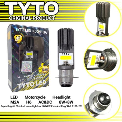 Jual TYTO LED BOHLAM DEPAN SEPEDA MOTOR M2A H6 AC DC 8 WATT - Putih ...