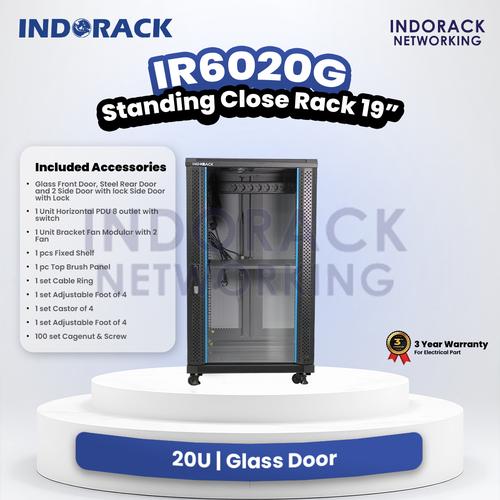 Jual Indorack Close Rack 20U Glass Door Rack Server 19" Depth 600mm ...