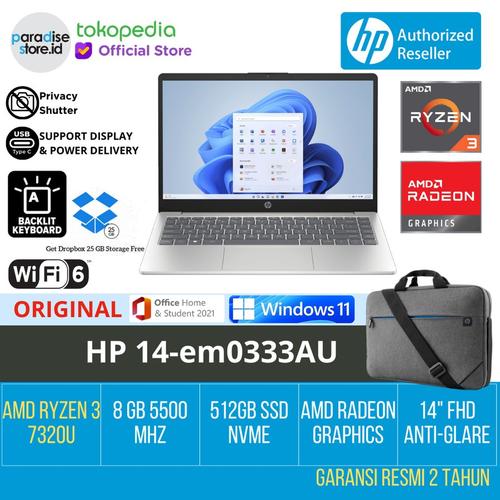 Jual Laptop HP 14-em0333AU FHD IPS / Ryzen 3 / Ram 8GB / 512GB SSD ...