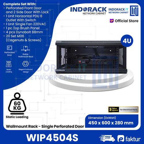 Promo Wallmount Rack INDORACK Perforated 4U Depth 450mm Rack Server ...