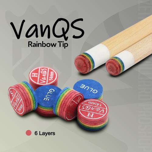 Promo VanQS Billiard Cue Master Tip | Rainbow Leather 6 Layer - Hard ...