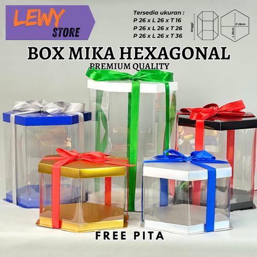 Jual Box Mika Hexagonal 22x22 cm - Tutup Warna / Transparan PE - HITAM ...