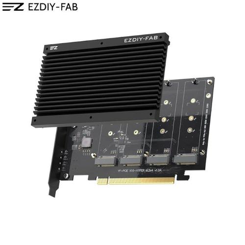 Promo EZDIY-FAB Quad M.2 PCIe 4.0/3.0 X16 Expansion Card with Heatsink ...