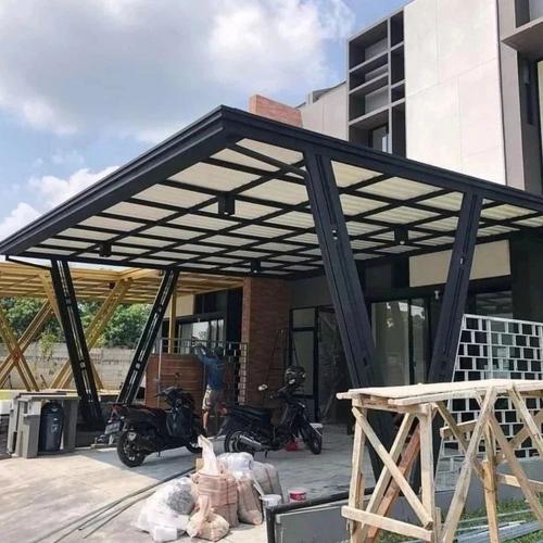 Jual pemasangan kanopi atap alderon anti panas canopy model minimalis rangka besi hollow ...
