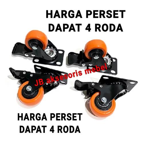 Jual RODA KASTER CASTER ORANGE 2" PUTAR HIDUP + REM Merk FUKUDA / RODA ...