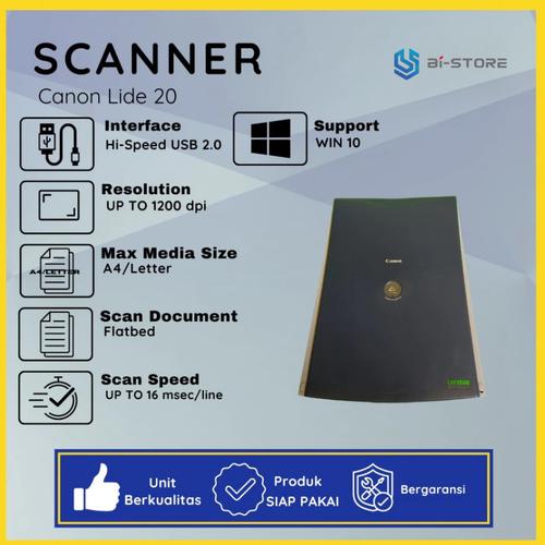 Jual Scanner A4 Canon Canoscan Lide 20 Siap Pakai Tak Perlu Adaptor ...