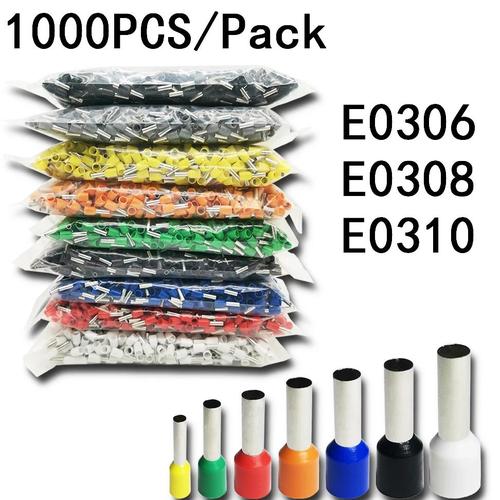 Jual Ins 1000pcs/Pack E0306 E0308 E0310 Insulated Ferrules Terminal ...