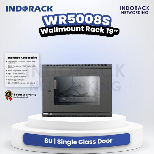 Jual Indorack Wallmount Rack 8U Single Door Rack Server Depth 500mm ...