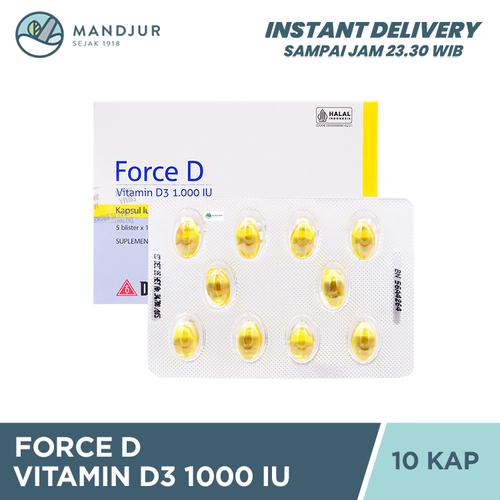 Jual Force D Vitamin D3 1000 IU 10 Kapsul Lunak - Suplemen Vitamin D3 ...