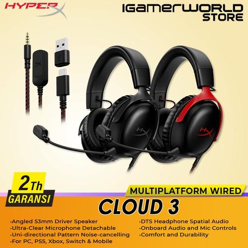 Promo HyperX Cloud III / Cloud 3 DTS Spatial Audio Gaming Headset - Merah - Kota Bekasi ...