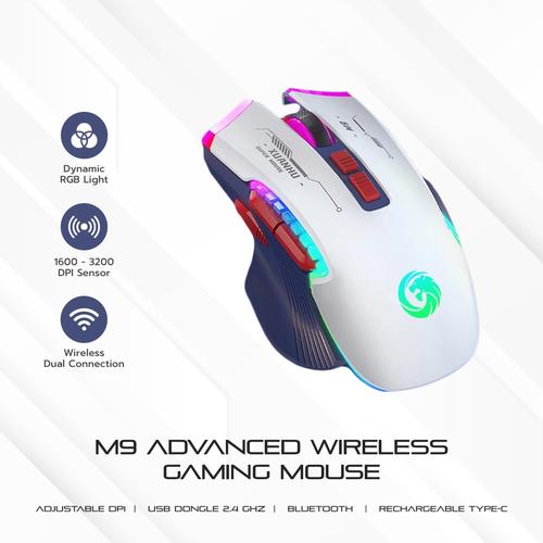 Promo Mouse Gaming Wireless Rechargeable M9 Dual Connection Silent ...