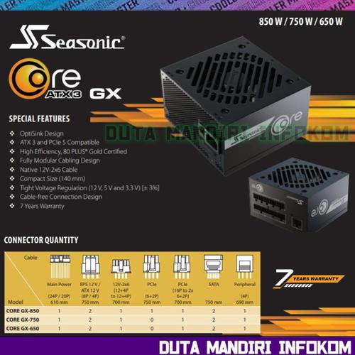 Promo Seasonic CORE GX ATX 3 GX-650 GX-750 GX-850 - 80+ Plus GOLD ...