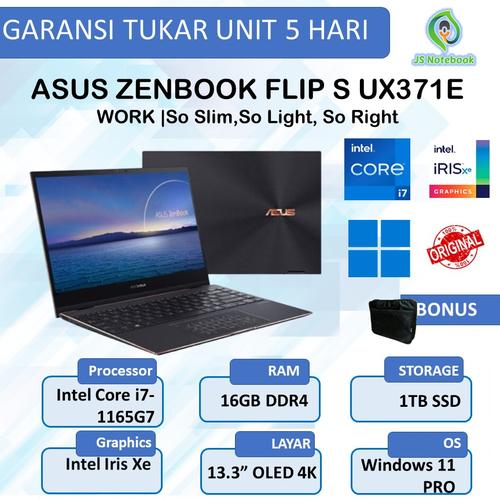 Jual ASUS ZENBOOK FLIP S UX371EA OLED 4K UHD TOUCH I7 1165G7 16GB 1TB ...
