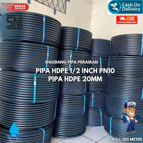 Jual Pipa HDPE Atau Selang Hitam UK 1/2 Inch PN10 Sdr17 1 Roll100 Meter ...