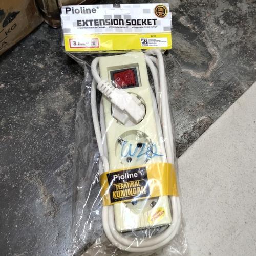 Jual pioline extension socket stop kontak 3 gang/lobang steker 2 kaki ...