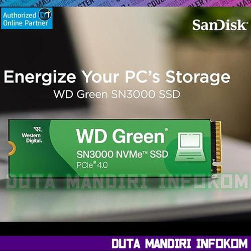 Promo WD Green SN3000 SSD 500GB 1TB 2TB 4TB - M.2 2280 NVme PCIe Gen4.0 ...