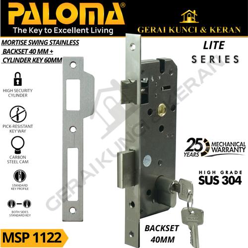 Jual Mortise lock Swing Paloma 40 MM Set Cylinder MSP 1122 Stainless ...