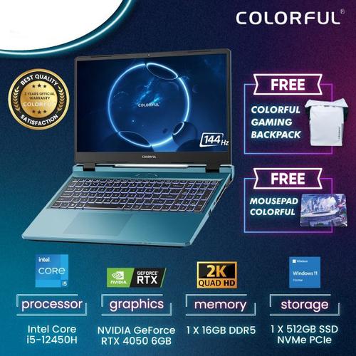 Promo COLORFUL LAPTOP GAMING P15-23HE55D i5 12450H 16GB 512SSD RTX 4050 ...