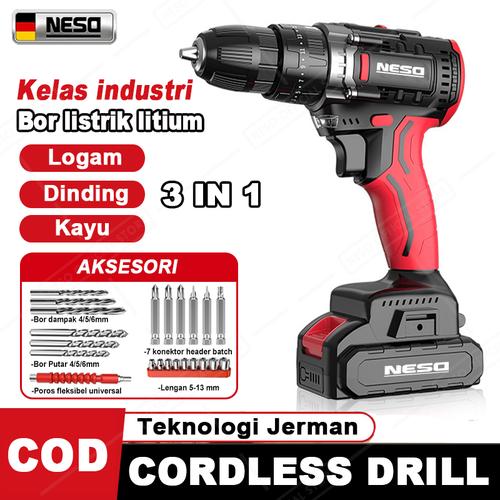 Promo NESO Germany tools 3in1 Mesin Bor Listrik Bor Baterai Bor Listrik Bor Tanpa kabel Mesin ...