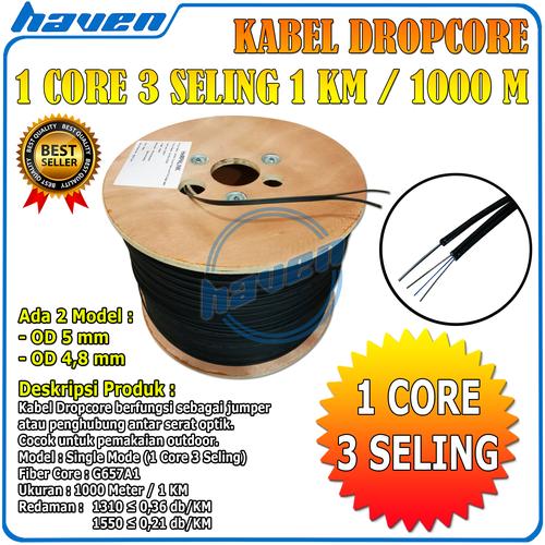 Promo Kabel Dropcore 1 Core 3 Seling 1km 1000m Wire Fiber Optic FO ...