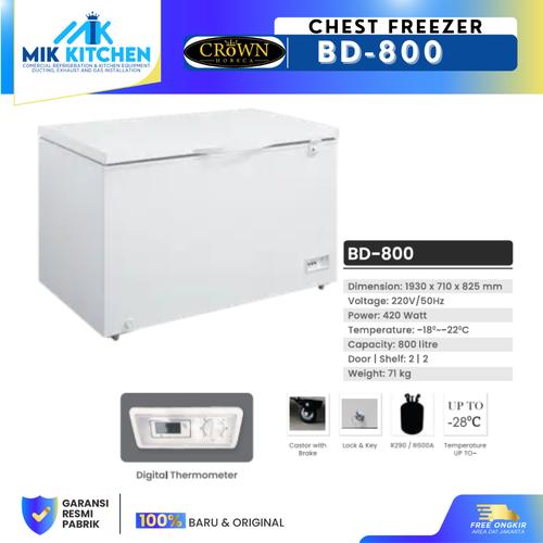 Jual CROWN CHEST FREEZER BD-800 / BD800 REFRIGERATION 2 PINTU VOLUME ...