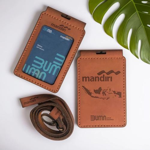 Jual ID card Kulit sapi asli name tag holder Gantungan lanyard custom ...