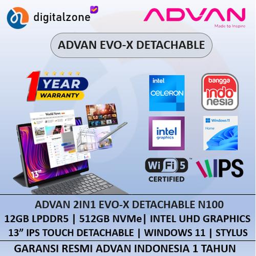 Promo ADVAN EVO-X 13” Touch Screen Detachable 2K N100 12GB/512GB Windows 11 1Y Cicil 0% 3x ...