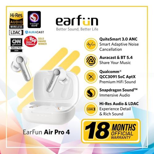 Promo Special Color Edition - EarFun Air Pro 4 - ANC TWS with Snapdragon LDAC Audio & Auracast ...