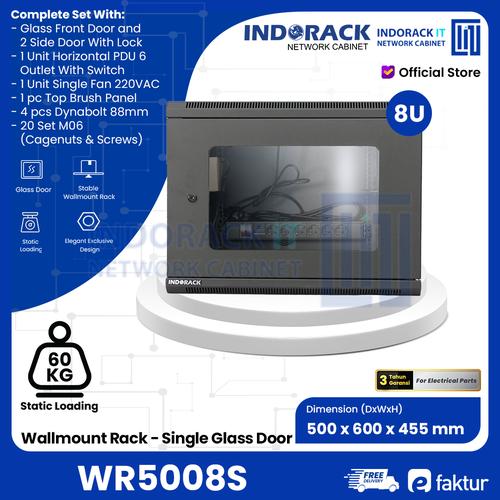 Promo Wallmount Rack INDORACK Single Door Rack Server 8U 500mm WR5008S ...