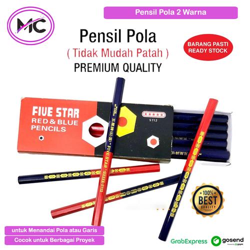 Jual Pensil Pola Merah Biru Besar dan Kecil Pensil Penanda Membuat ...