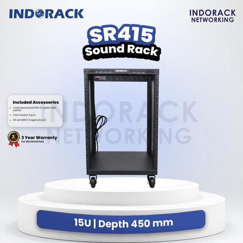 Jual INDORACK Audio Rack 15U Depth 450mm Rak Audio Sound System Mixer ...