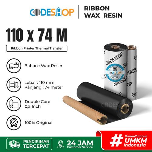 Jual Codeshop Ribbon Wax Resin Pita Tinta Printer Barcode 110x74 M ...