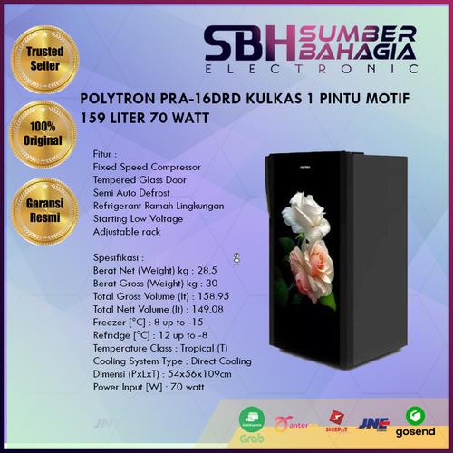 Jual POLYTRON PRA-16DRD KULKAS 1 PINTU MOTIF 159 LITER 70 WATT (NEW ...