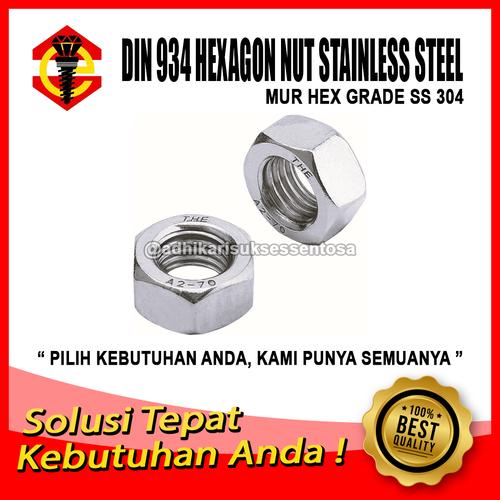 Jual SS 304 / Mur / Hex Nut M30 Stainless Pitch 3,5 Kunci 46 - Kota ...