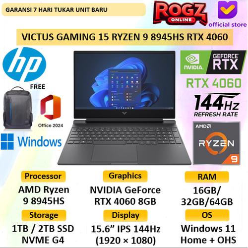 Promo HP Victus Gaming Laptop 15 RTX 4060 Ryzen 9 8945HS 32GB 1TB SSD W ...