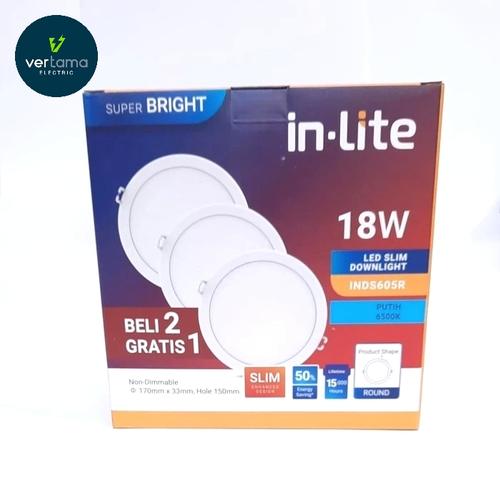 Jual Inlite Downlight LED INDS605R 18W 18 Watt Multipack 2free1 PUTIH ...