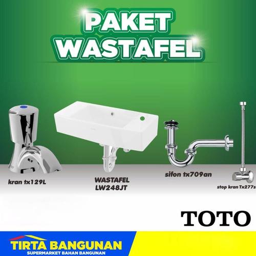 Jual Paket Set Paket Bundling Wastafel Toto Lw248Jt1 Komplit Set Kran/ Sifon/ Stop Kran Flexible ...