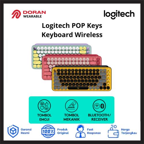 Jual Logitech POP Keys Keyboard Wireless Mechanical Compact, Emoji Keys ...