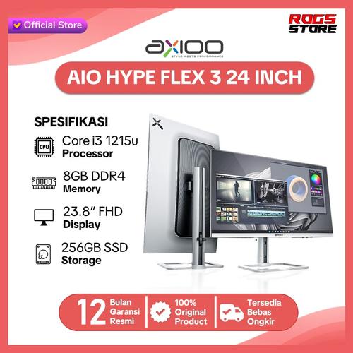 Promo AXIOO AIO HYPE FLEX 3 CORE I3 1215U 8GB 256GB SSD 23.8FHD IPS W11 - DOS Cicil 0% 3x ...