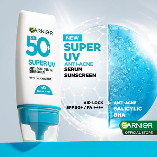 Promo GARNIER SUPER UV ANTI-ACNE SERUM SUNSCREEN SPF 50+ PA++++ - Pack ...